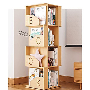 YDXNY Rotating Bookcases Pine Solid Wood 360 Degree rotatable Bookcase Book Rack Book Storage Rack Book