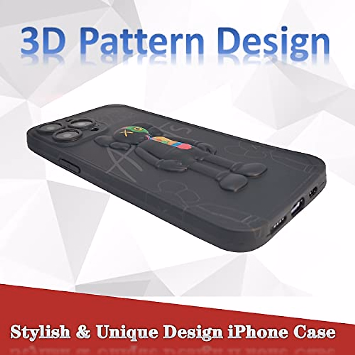 DOWINTIGER Cool iPhone 11 Pro Max Case for Boys Men, Kawaii 3D Cartoon Street Fashion Shockproof Protection TPU and IMD Protective Designer Case for iPhone 11 Pro Max - Black