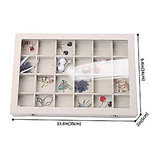 Stratalife Jewelry Organizer Stackable Earring Organizer Tray with Lid Jewelry Storage Tray for Earring Necklace Drawer Display Gift Ieda for Mom from Daughter (30 Grids)