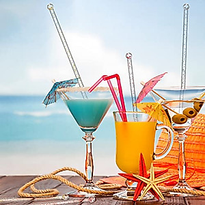 100 Pieces Disposable Plastic Round Top Crystal Swizzle Sticks Glitter Plastic Swizzle Sticks Cocktail Coffee Drink (Silver, Gold, Red)