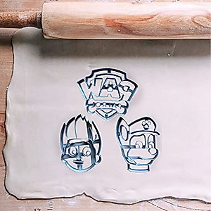 Paw Cookie Cutter, Cookies and Fondant Cutter Inspired by Patrol, Set of 3 Cookie Cutters, Chase, Ryder, Badge