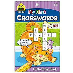 School Zone - My First Crosswords Workbook - Ages 6 to 8, 1st to 2nd Grade, Activity Pad, Word Puzzles, Word Search, Vocabulary, Spelling, and More (School Zone Little Busy Book™ Series)