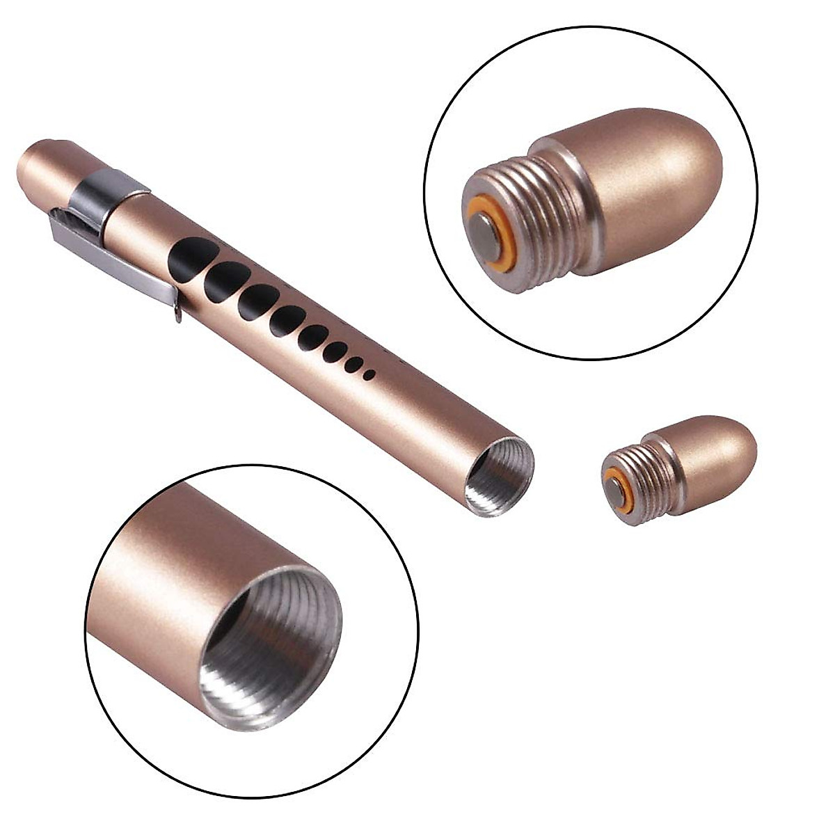 Aokin Pen Light with Pupil Gauge, Reusable LED Penlight Medical for Doctor Nurse Diagnostic etc, White Light, Gold and Black