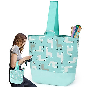 Katech Upgrade Knitting Tote Bag, Portable Knit Wrist Bag for Yarn Holding, Lightweight Travel Wrist Bag for Knitting Yarn Storage Bag Organizer Yarn Holder Bag on The Go Green