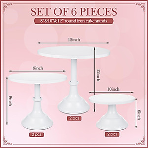 Umigy 6 Pcs White Cake Stand Sets for Dessert Table Display 8/10/12 Inch Metal Cake Stands Round Cupcake Holder for Wedding, Birthday, Party, Graduation, Baby Shower