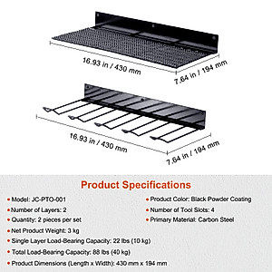 VEVOR Power Tool Organizer, 4 Slot, 2 Layers, 2 Pack Cordless Drill Holder Wall Mount, Battery Charging Station Storage Rack, Multi-Function Garage Organization, Heavy Duty Metal Shelf for Screwdriver