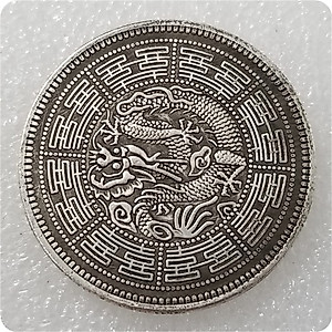 Kocreat Copy Qing Dynasty Feng Shui Yin Yang Loong Coin China Silver Dollar-Foreign Souvenir Coin Lucky Coin Hobo Coin Old Coin Replica