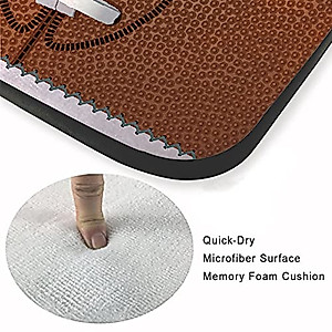 Washable Area Sponge Rug Pad for Kids Girls Bedroom Living Room Sports America Football, Rugby Laces Closeup Background Non-Slip Carpet Super Soft Extra Thick Bathroom Home Indoor Small Floor Rugs