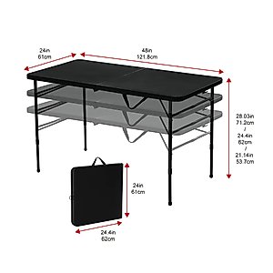GEEYOU Versatile and Portable: 4-Foot Fold-in-Half Adjustable Table in Rich Black | Convenient and Space-Saving Solution