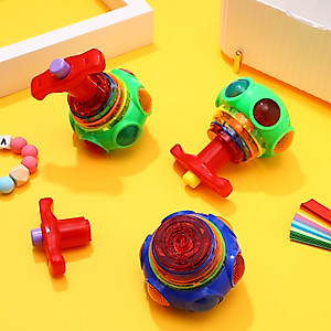 TOYANDONA 3Pcs Spinning Top Toys, LED Light Up Flashing Music Spinning Tops for Kids Gifts Birthday Party Favors Goodie Bag Fillers（Random Color