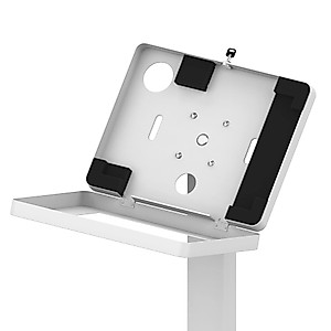 Thin Floor Stand – CTA Tall Standing 360° Kiosk Display Tablet Holder w/Charger Access & Lock for iPad Air 11" M2 (2024) - iPad Pro 11" M4 (2024) - iPad 10.2" & 9.7-11" Tablets - White (PAD-CHKW)