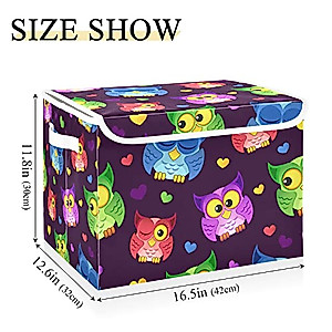 innewgogo Owls Storage Bins with Lids for Organizing Storage Baskets with Handles Oxford Cloth Storage Cube Box for Bed Room