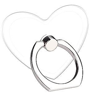 TACOMEGE Transparent Clear Phone Holder Ring Grips, Finger Ring Stand for Cell Phone Tablet (Heart-Clear)