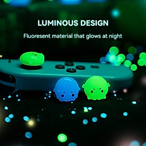 GeekShare Halloween Cute Luminous Silicone Joycon Thumb Grip Caps, Joystick Cover Compatible with Nintendo Switch/OLED/Switch Lite, 4PCS