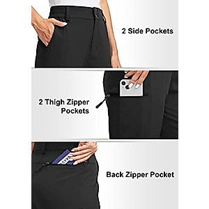 G Gradual Women's Hiking Pants with Zipper Pockets Convertible Lightweight Quick Dry Stretch Cargo Camping Pants(Black, S)