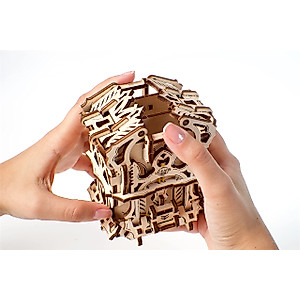 UGEARS 3D Puzzle for Board Games – Deck Box for up to 120 Game Cards - Unique Mechanical Devices for Family Tabletop Role-Playing Games - Wooden Construction Kits for Adults