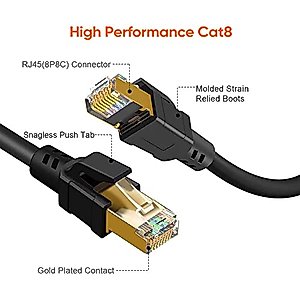 CableCreation Cat8 Ethernet Cable 1.6ft Short, 40Gbps Network Patch Shielded Heavy Duty Cable, 2000MHz SFTP Internet LAN RJ45 High Speed Gaming Cord for PS5 PS4, Xbox, Modem, Router, 0.5M