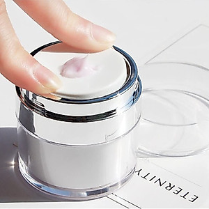 3 Pcs Cream Jar Vacuum Bottle, 15/30/50ml Airless Pump Jar Empty Cosmetic Container, Portable Refillable Push Down Pump Dispenser, Leak-Proof Makeup Creams Travel Container (A-15ML)