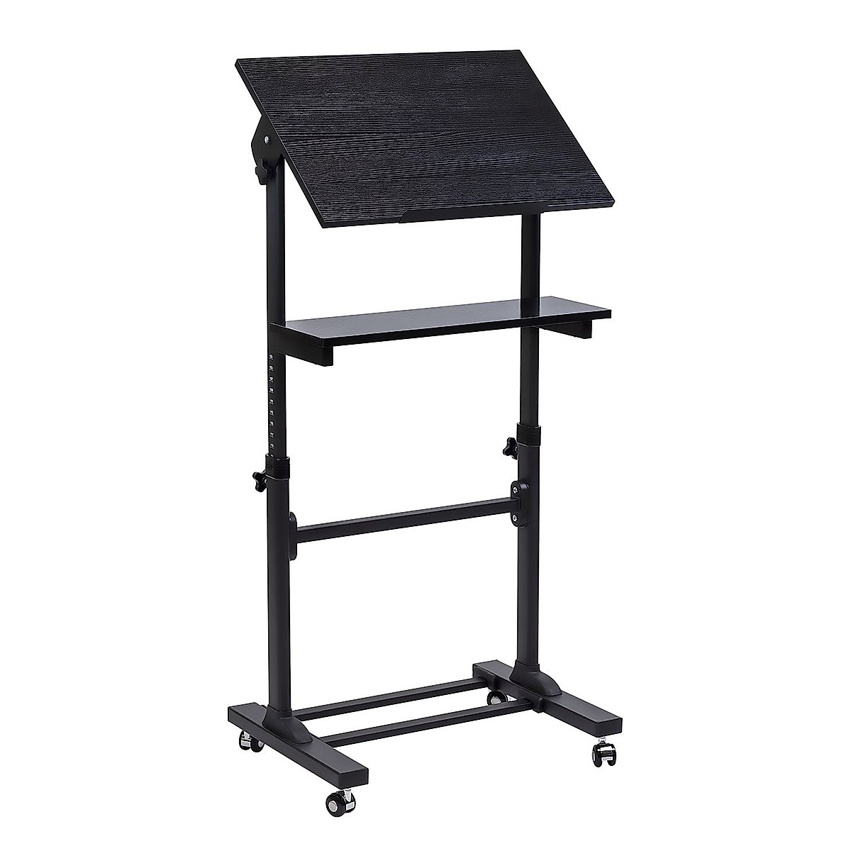 Mount-It! Mobile Stand Up Desk, Portable Podium and Presentation Lectern Height-Adjustable Multi-Purpose Standing Workstation,Black.