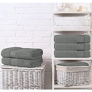Utopia Towels Bundle of 10 Premium Hand Towels & Bath Towels - 6 Pack Large Hand Towels, 16"x28" - 4 Pack Luxurious Bath Towels, 27"x54" - 600 GSM Ultra Soft Towels (Grey)