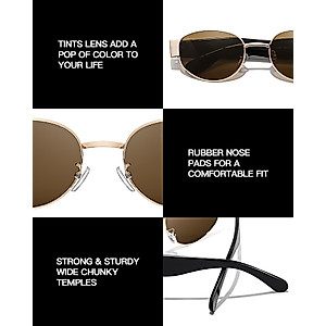 SODQW Retro Oval Sunglasses for Women, 90s Vintage Designer Ladies Shades Trendy Fashion Sun Glasses