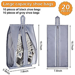 Windyun 20 Pcs Shoe Bags for Travel Waterproof Sneaker Bag Multi Color Shoe Carrier with Zipper Portable Shoe Pouch for Men Women