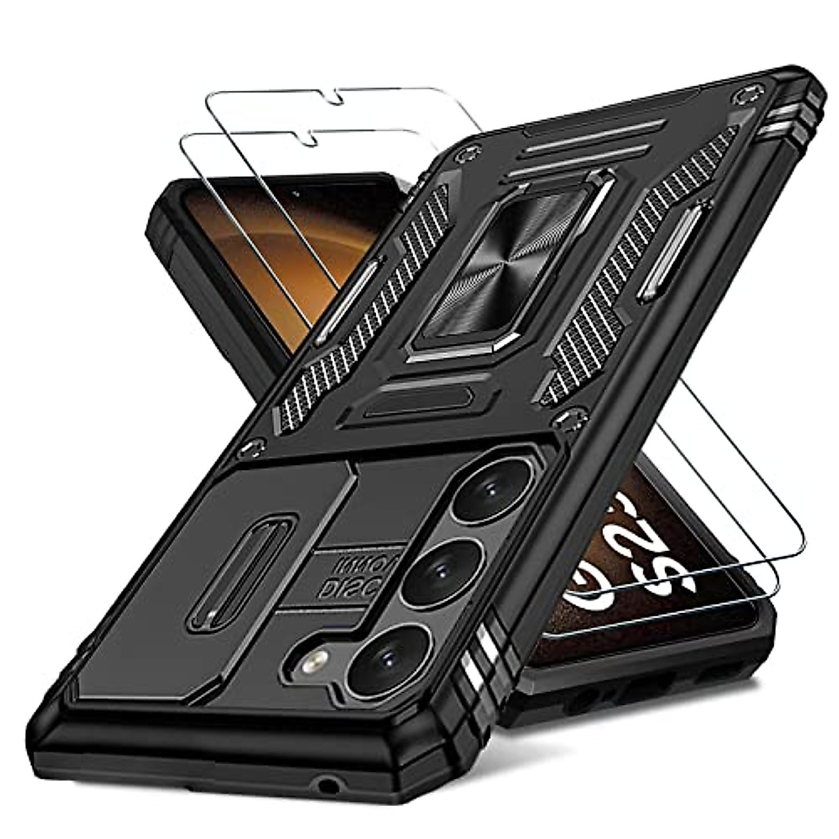 Samsung Galaxy S23 Plus 5G Case: Military Grade Drop Proof, Slide Camera Cover, Kickstand & 2x Screen Protector