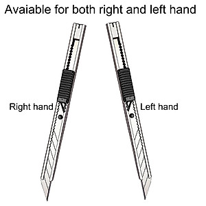 Gebildet 5pcs Professional Stainless Steel Lockable Cutter Knife / 9mm Snap Off Blades / 30 Degree Foil Knife/Utility Knife/Graphic Knife/Great for Foils, Wallpaper, Crafts, Cartons