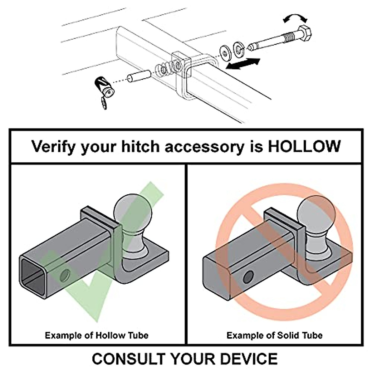 Let's Go Aero (SHP2040-XL) Keyless Press-on Locking Silent Hitch Pin for 2.5in Hitches