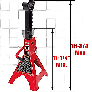 BIG RED T43202 Torin Heavy Duty Steel Jack Stands: 3 Ton (6,000 lb) Capacity Car Lifting Stand,1 Pair (Not Suitable for SUV,Truck)