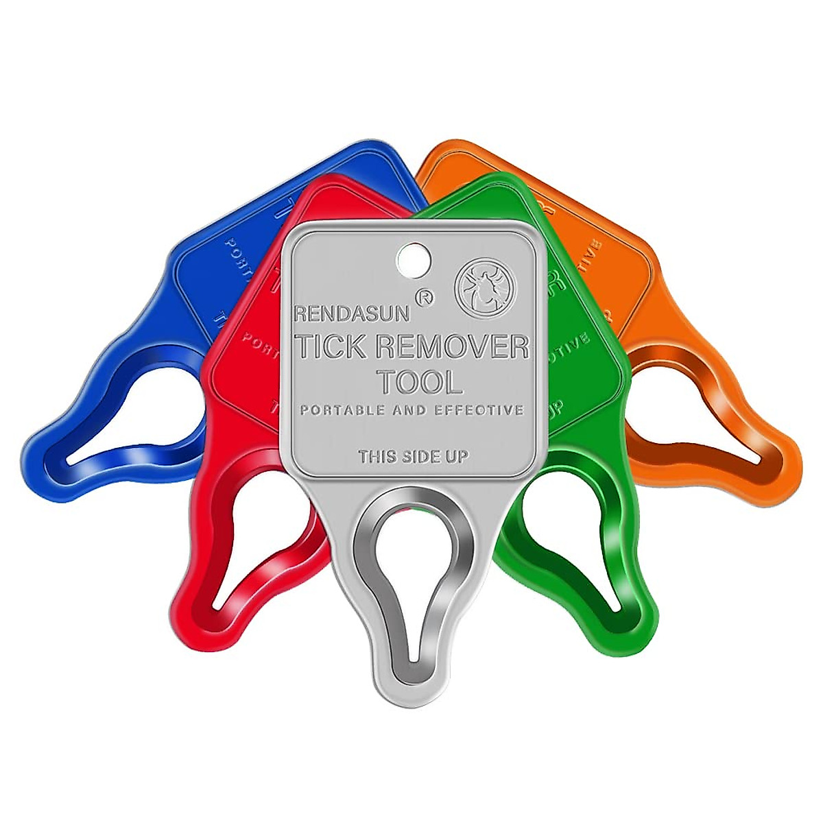 Rendasun Remover Tool, Quick and Safe, and Reliable Suitable for Pets, Animals, and Humans, Essential Remover Tool for Portable Outdoor Living (5 Pack Orange Red Blue Green Silver)