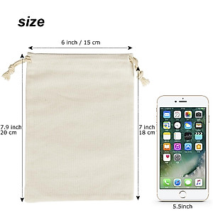 HRX Package 20pcs Muslin Bags 6x8 inches, Cotton Drawstring Bag Fabric Gift Pouches Sachet for Jewelry Party Favors Wrapping DIY