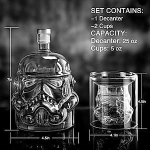 AUTIORE Whisky Decanter Set Transparent Creative With 2 Glasses, Whisky Carafe for Wine, Vodka, Scotch, Bourbon, Liquor, 1 x Flask Carafe Decanter 750ml With 2 Glasses 150ml, Gifts for Dad, Husband