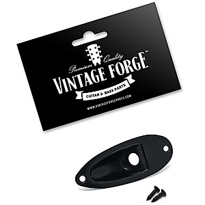 Vintage Forge Black Jack Plate for Fender Stratocaster Strat Guitar Recessed Output Jackplate JP110-BLK