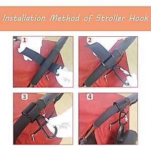 Julont Stroller Hooks-2 Pack of Baby Stroller Organizer Non-Slip Adjustable Multi-Purpose Hooks, Hanger Clips for Diaper Bags, Groceries, Purse