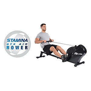 Stamina ATS Air Rower Machine with Smart Workout App - Foldable Rowing Machine with Dynamic Air Resistance for Home Gym Fitness - Up to 250 lbs Weight Capacity