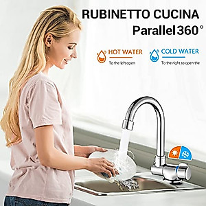 Ticarus Foldable Kitchen Faucet 360 Dgree Sink Water Tap Single Handle Cold & Hot Water Mixer Copper Faucet for RV Boat