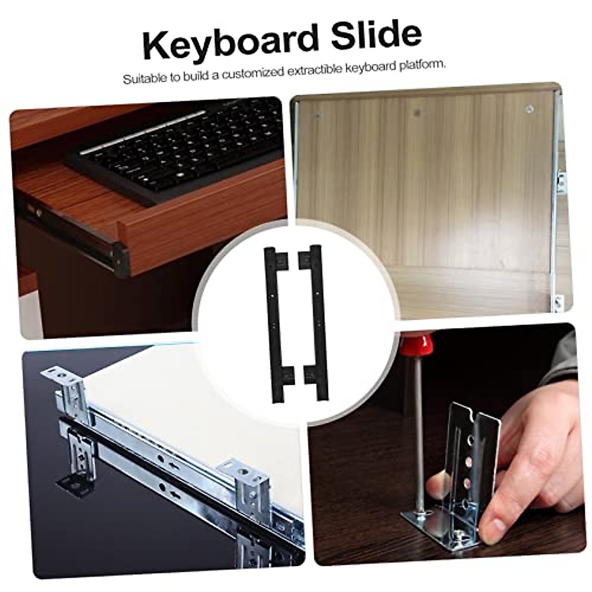 Abaodam 3 Pairs Keyboard Rails Kitchen Cabinet Accessories Computer Stand Desktop Accessories Drawer Sliding Rail Keyboard Rail Rack Computer Drawer Tray Durable Keyboard Slide Table Ball