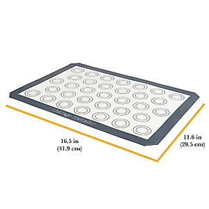 Chicago Metallic Silicone Pastry Mat with Measurements,, Baking Mat with Cookie Marks Gray 16.5x11.5 Inch