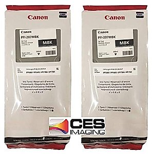 Canon 2 PFI-207MBK 300ml Matte Black Ink Cartridges in Retail Package