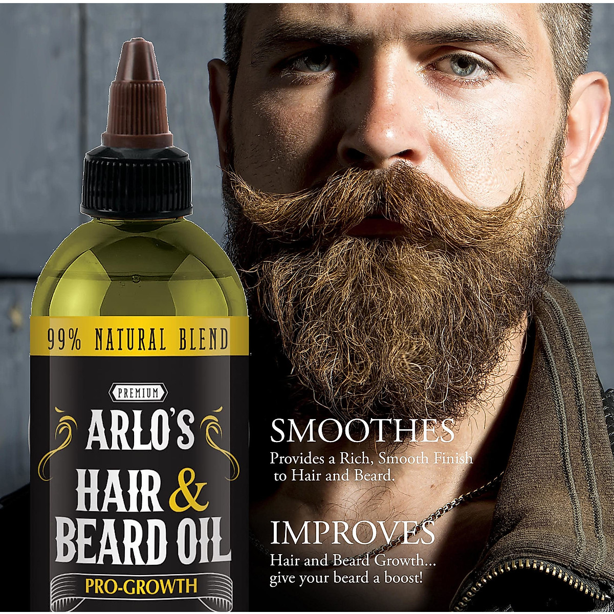 Arlo's Pro-Growth Hair and Beard Oil 8 oz. - Hair Oil, Mustache Oil and Beard Oil Growth