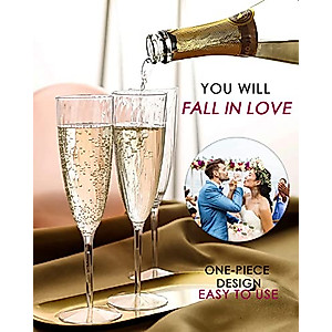 HyHousing 48 Plastic Champagne Flutes, Clear Disposable Plastic Champagne Glasses Reusable Wine Cocktail Cups for Home Daily Life Party Wedding Toasting Drinking Birthday(6 oz)