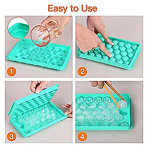 Ice Cube Tray,Waybesty Round Ice Trays for Freezer,Circle Ice Cube Molds Making 1.0 Inch Small Ice Balls,Sphere Ice Makers for Cocktail Whiskey Tea Coffee Wine or Storage Some Fish Meats (Light Blue)