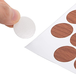 uxcell Screw Hole Covers Stickers Textured Plastic Self Adhesive Stickers for Wood Furniture Cabinet Shelve Plate 21mm Dia 108pcs in 2Sheet Cherry
