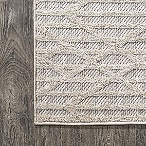 JONATHAN Y SBH105A-210 Ararat High-Low Pile Moroccan Diamond Modern Indoor Outdoor Area-Rug Bohemian Geometric Easy-Cleaning Bedroom Kitchen Backyard Patio Porch Non Shedding, 2 ft x 10 ft, Beige