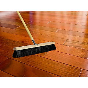 Unvert Black Indoor Push Broom Head – Heavy Duty Hardwood Block – Polypropylene Bristles – Deck Scrub Brush – Two Threaded Handle Holes for Better Assist (18")