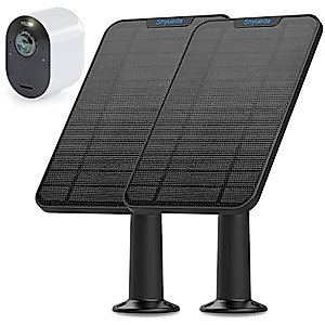 4W Solar Panel Charging Compatible with Arlo Pro 3/Pro 4/Pro 5S/Ultra/Ultra 2 only, with 13.1ft Waterproof Charging Cable, IP65 Weatherproof,Includes Secure Wall Mount(2-Pack)((Connector Type))