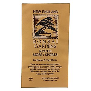 Moss Spores for Bonsai Trees - Covers Up to Three Square Feet, Bright Green Velvet Kyoto Bonsai Moss That is Weed Free, Indefinite Shelf Life