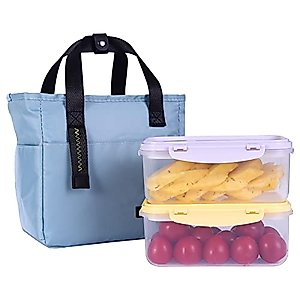 DOOBAANN Food Storage Containers with Ice Box,Fruit Containers Set with Lunch Bag,Perfect for Summer,Bpa Free. (YELLOW/PURPLE)