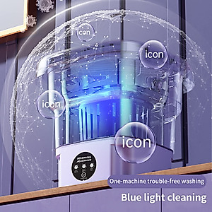 YOZUMD 8L Portable Washing Machine,Folding Mini Washer Machine with Blue Light Drain Basket,3 Levels Timing Vibration Wave Foldable Laundry Bucket for Camping, Travel Purple